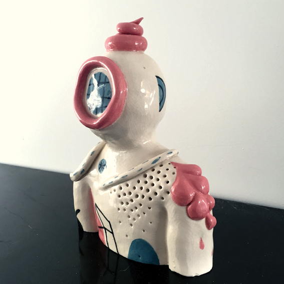 EMMANUEL KERNER PAINTING: ALIEN, clay sculpture