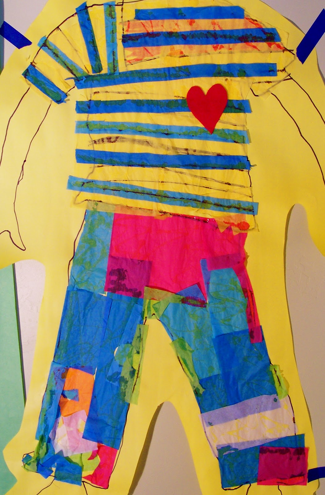 candice ashment art: Life-size body art! - tissue paper collage with kids