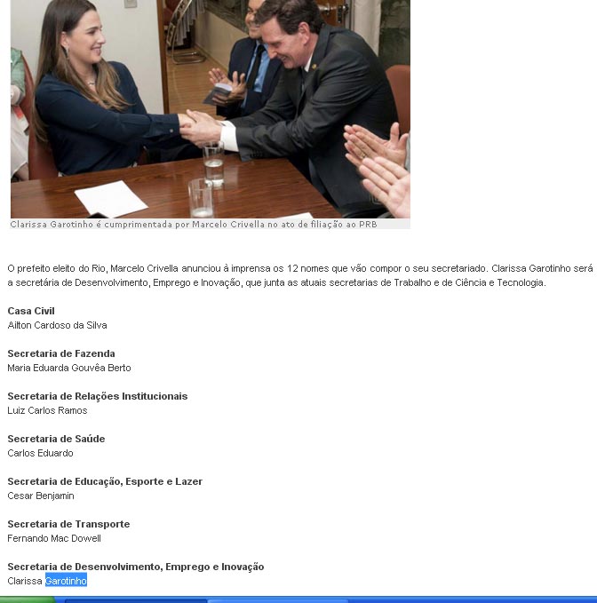 Eu penso que...: CLARISSA É "MATHEUS" NO SITE DE CRIVELLA E "GAROTINHO ...