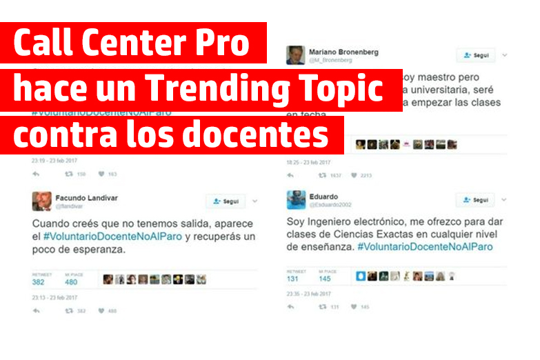 “Call center PRO” detrás del hashtag #VoluntarioDocenteNoAlParo ...