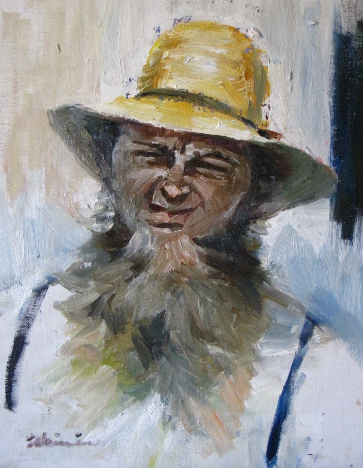 Weimin Mo - Artist of Sunshine: Oil Study: Amish Farmer