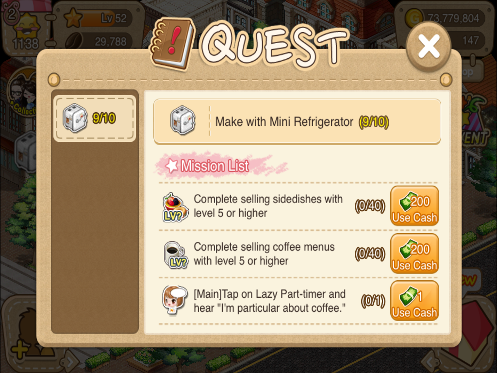 i love coffee : game info: [Quest] Make with Mini Refrigerator (10)