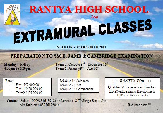 Rantya Schools Jos: EXTRAMURAL CLASSES