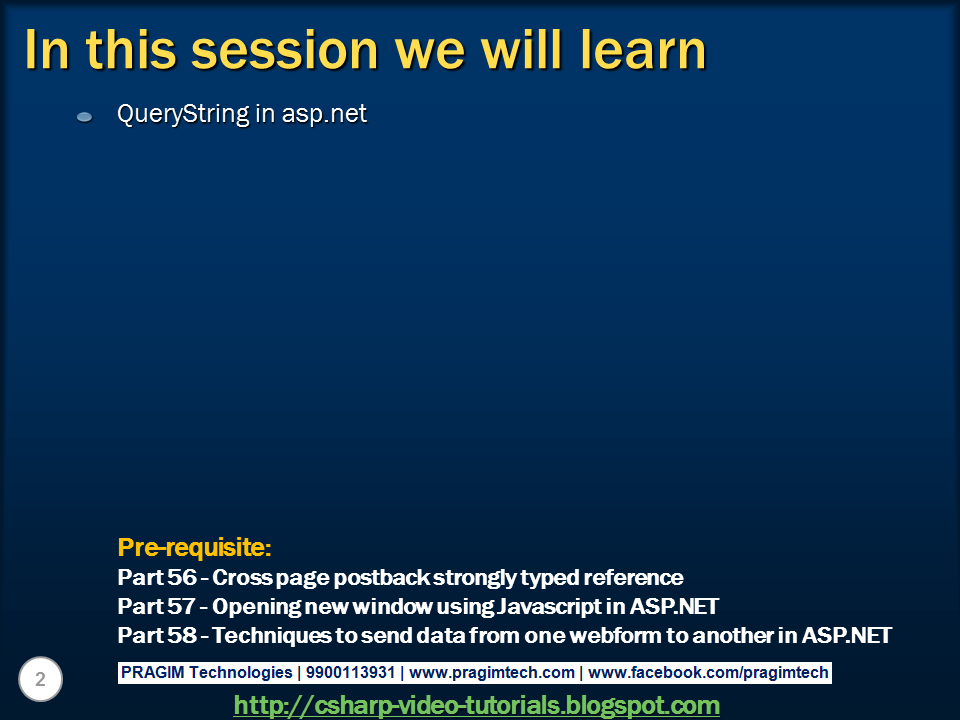 Sql Server Net And C Video Tutorial Part 59 Querystring In Aspnet