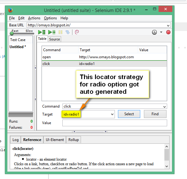 Selenium By Arun Using Click Command In Selenium Ide For Selecting A Radio Option