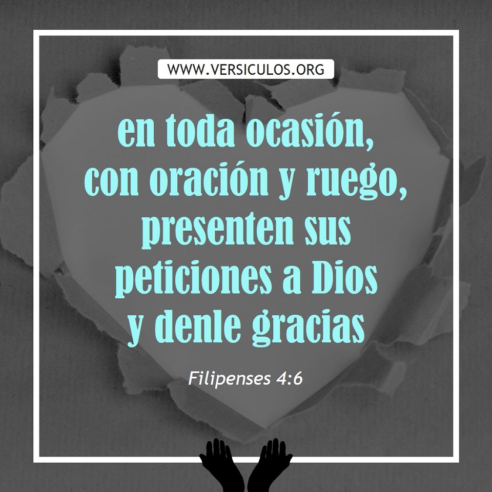 Filipenses 4:6 | Presenten sus peticiones a Dios y denle gracias