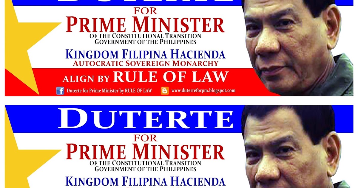 Duterte for Prime Minister by RULE OF LAW of Sovereignty: FREE T-Shirt ...