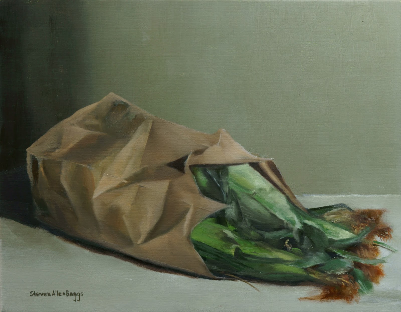 The Artwork Of Steven Allen Boggs: Still Life - Paper Bag And Corn