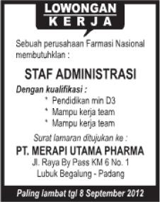 PT.Merapi Utama Pharma (Padang) - Akses Kerja