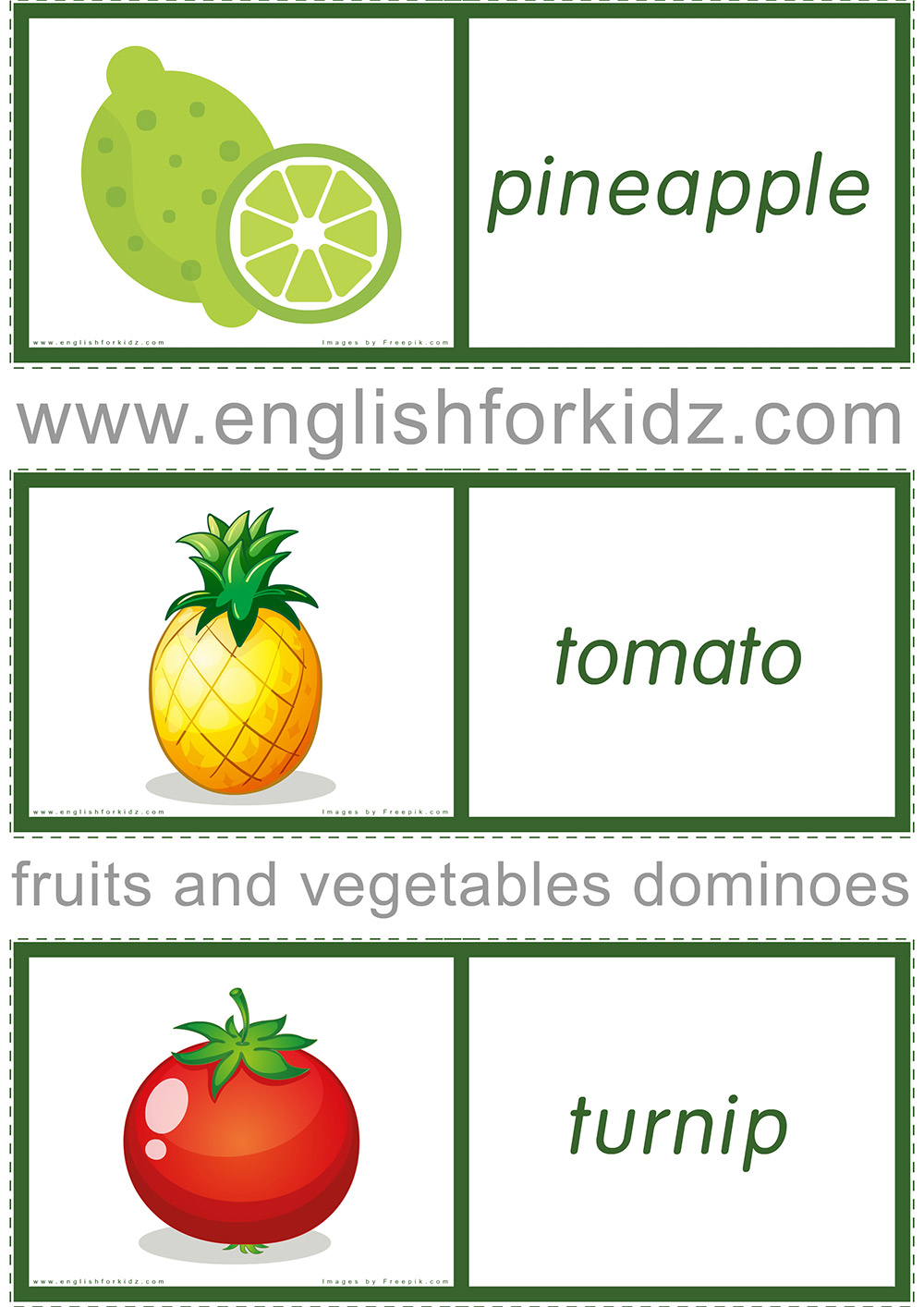 Fruits and Vegetables Dominoes. Part 1.