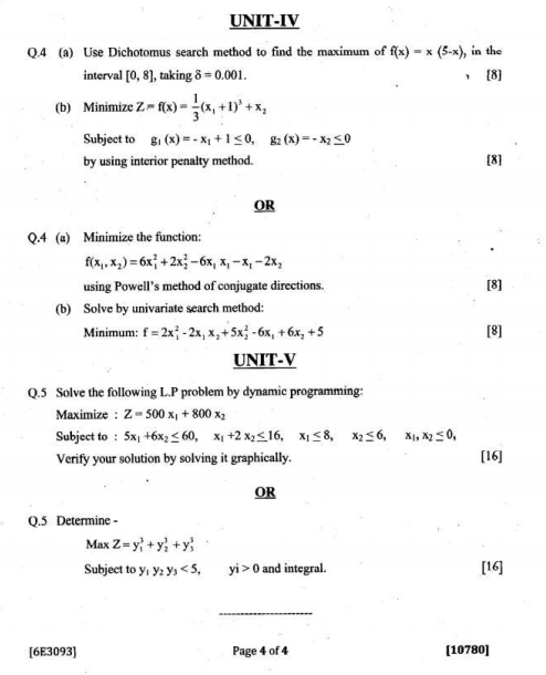 6EC6.3 Optimization Techniques RTU BTech ECE 2014 Question Paper ...