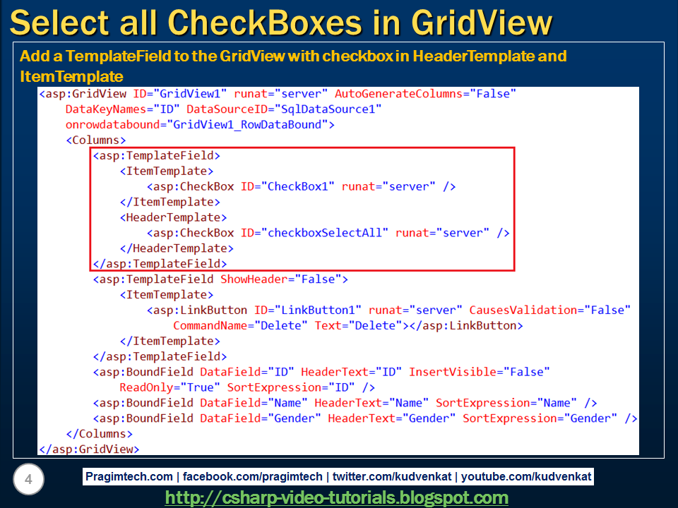 Sql server, .net and c# video tutorial: JavaScript to select all ... Sql server, .net and c# video tutorial: JavaScript to select all ...