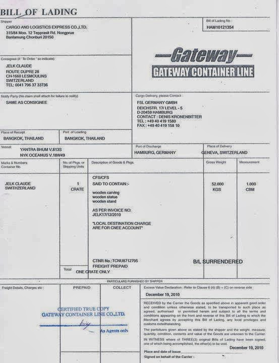 PATTAYA CARGO & SHIPPING: Example Certificate Etc.