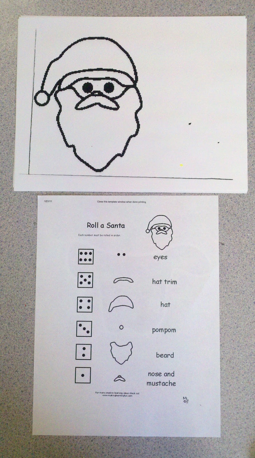 The Kindergarten Corral: Roll a Santa