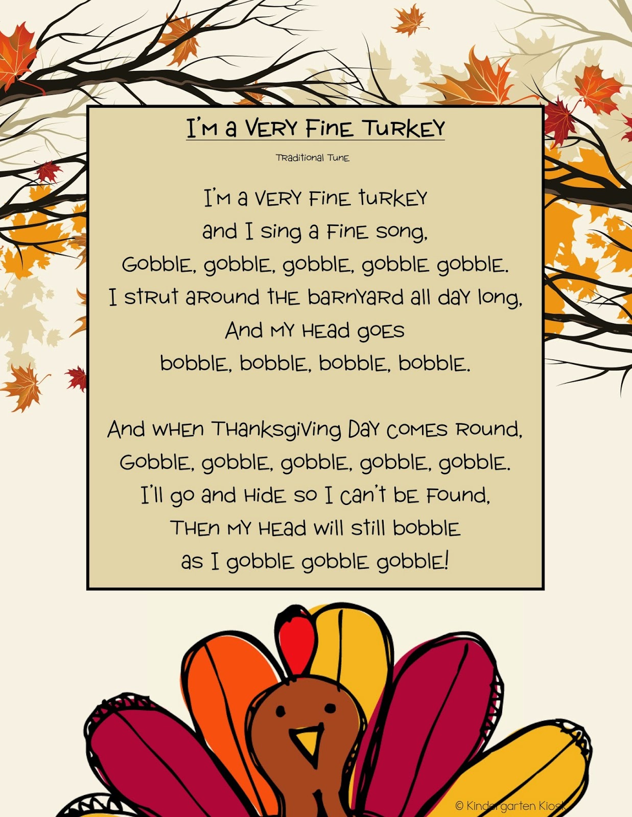 Kindergarten Kiosk: Thanksgiving Fun & a Freebie