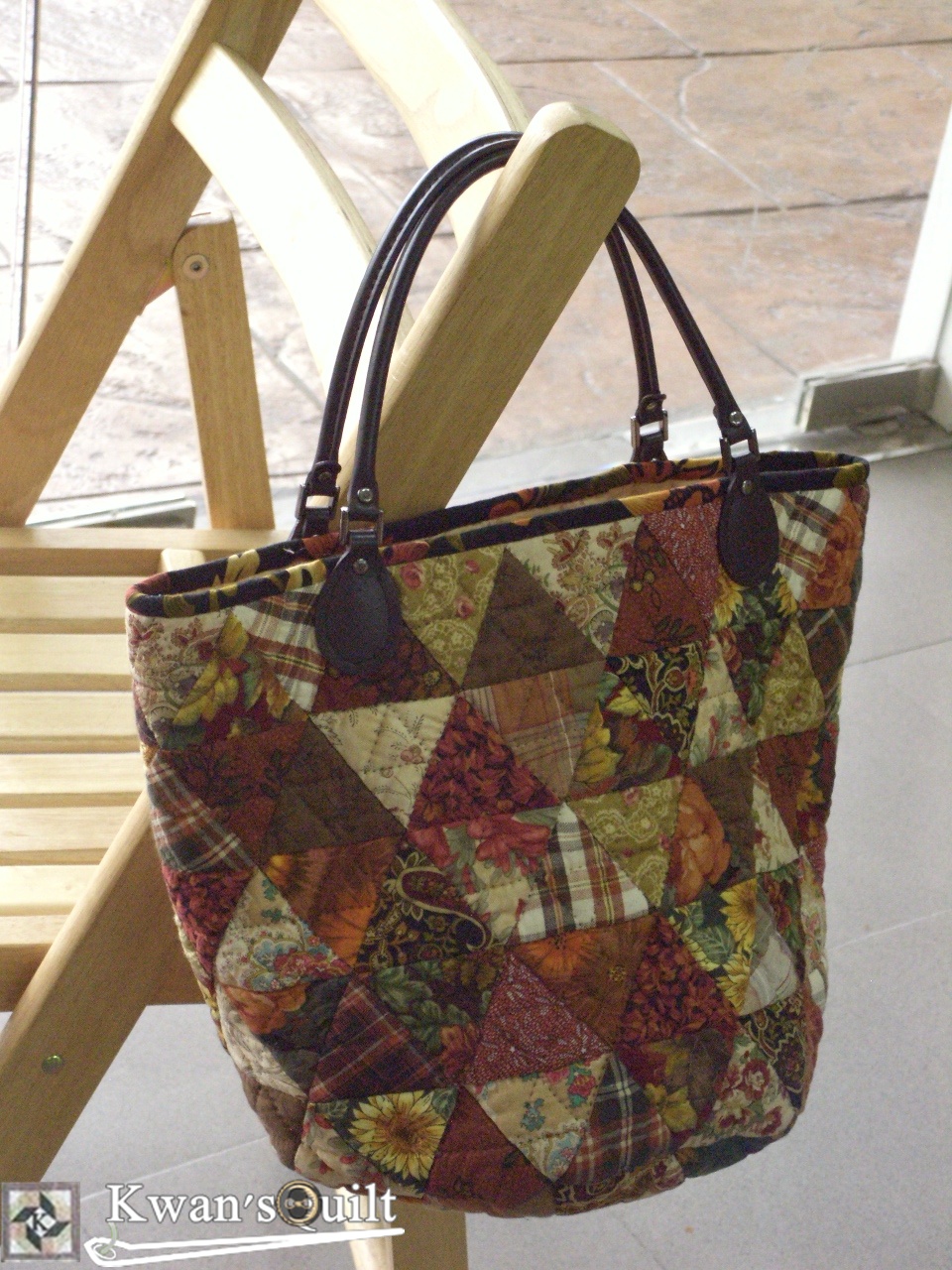 Kwan'sQuilt: Autumn Color Triangle Patchwork Handbag