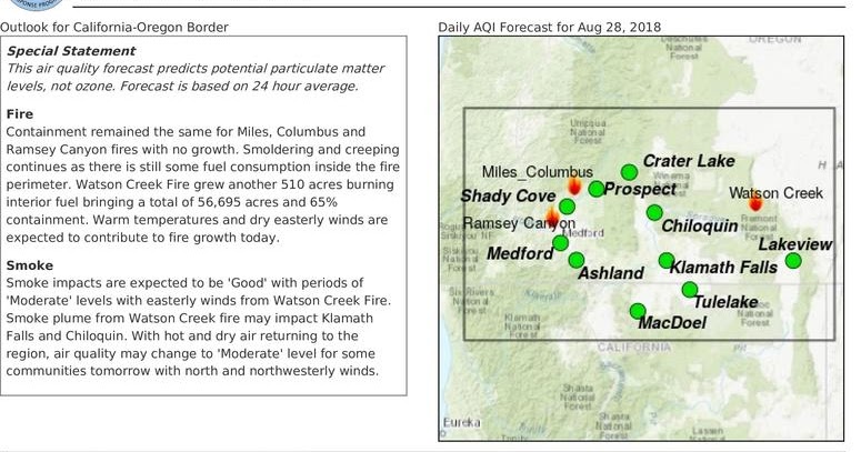 Smoke Outlook for Southern Oregon and Northern California Border for ...