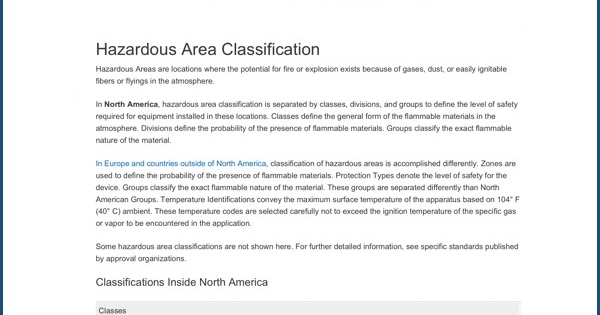 Handy Hazardous Area Classification Guide | Process Instrumentation ...