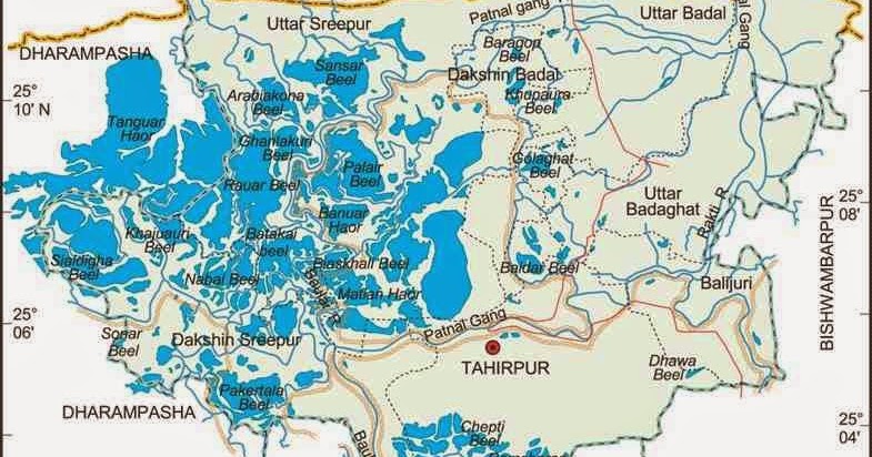 Tahirpur Upazila Map, Sunamganj District, Bangladesh