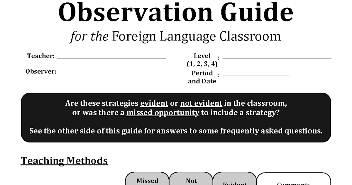 James Hosler: on Education: Observation Guide for Foreign Language ...