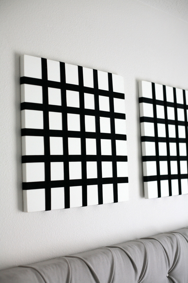 DIY Windowpane pattern wall art tutorial with ribbon / Create / Enjoy