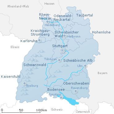 Map of German Province: Map of Baden Wurttemberg Province