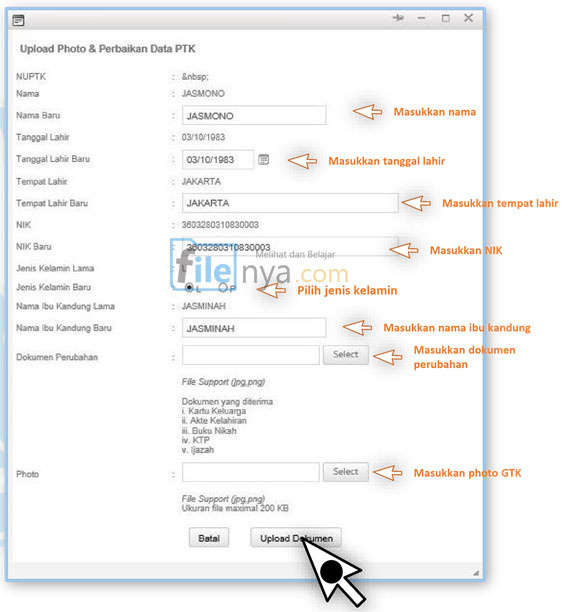 Panduan Cara Verval GTK/PTK dan Penerbitan, Pengajuan NUPTK 2018 | FileNya
