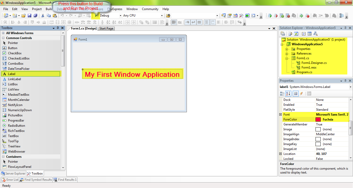 My Programming Zone: Visual Studio 2005 Window Application Project