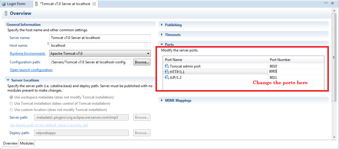 Java Learning posts: How to change Tomcat port in eclipse