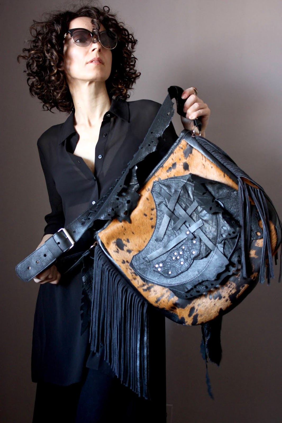 Laboratory of Fashion: New Item In My Shop! Black Fringed Studded Hobo ...