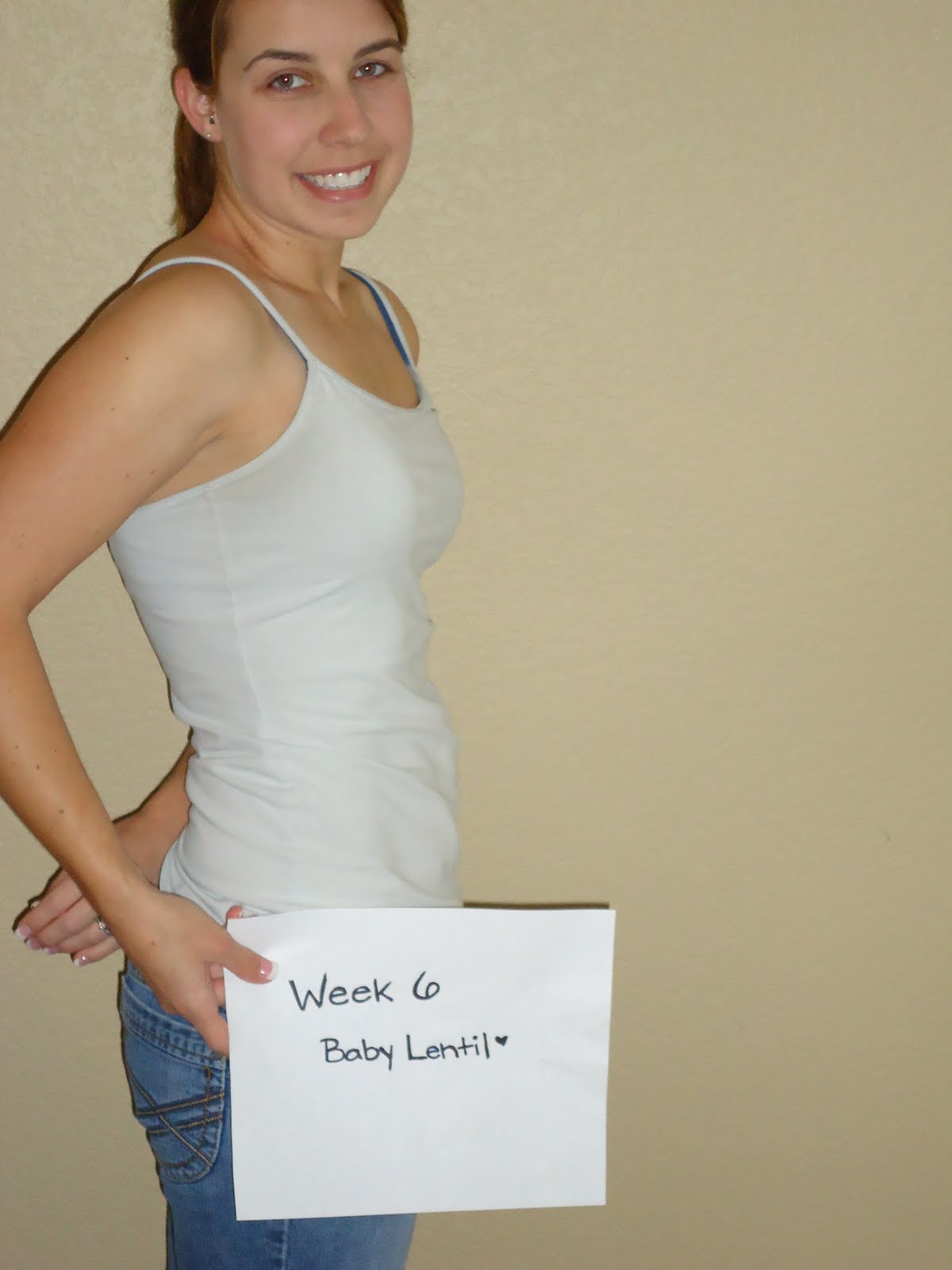 First Comes Love...: 6 Week Belly Pic and MEH BEWBS!