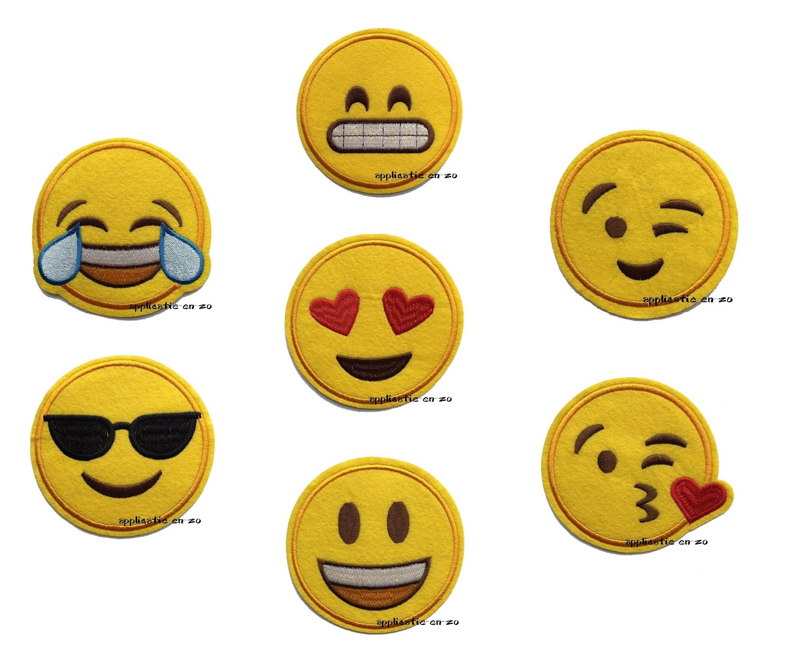 applicatie-en-zo: strijkapplicaties smiley's