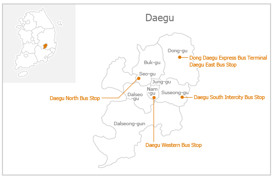 Korea Public Transportation - How to go to Daegu, Getting to Daegu by Express Bus and Intercity Bus