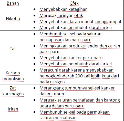 BAHAN-BAHAN ROKOK DAN EFEK MEROKOK