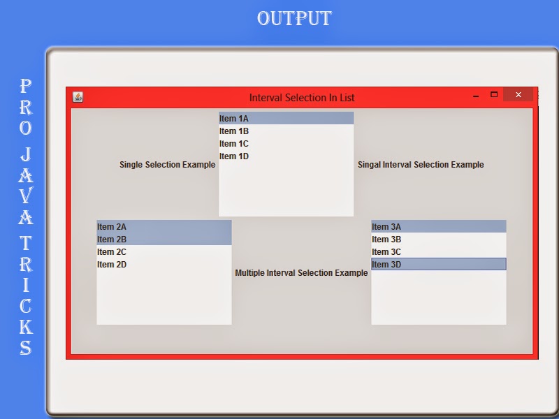 Selection Of Items In Jlist With Selection Model In Java ~ Projavatricks