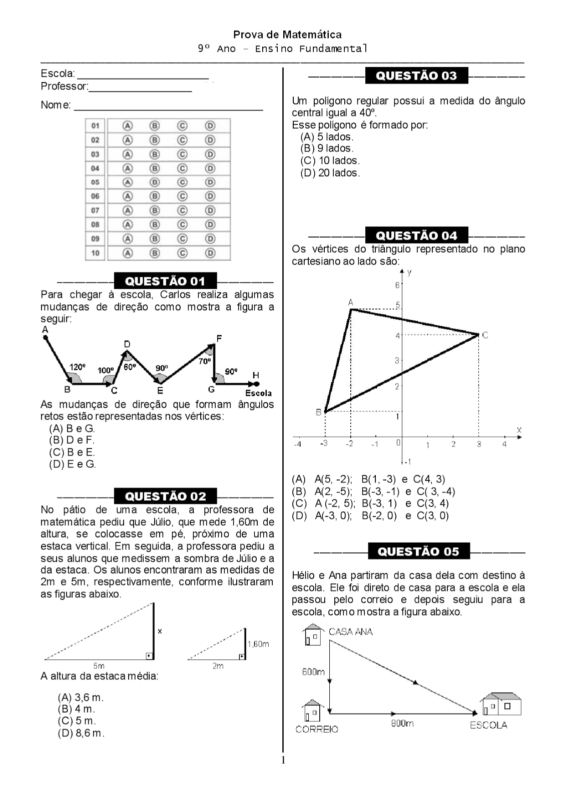 MATEMÁTICA 9° ANO COM GABARITO ATIVIDADES EXERCÍCIOS PROVAS AVALIAÇÕES ...