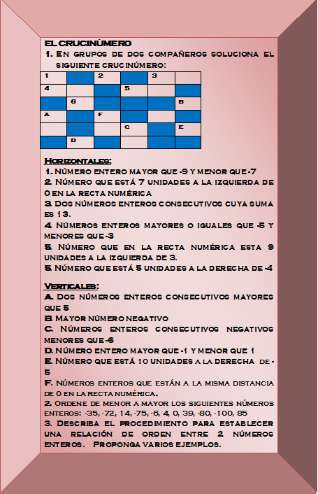 NÚMEROS ENTEROS GRADO SEXTO : COMPARACIÓN Y ORDENACION