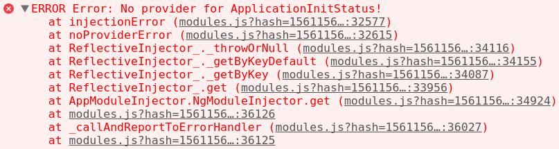 Desarrollo De Software En Pocas Palabras Error Error No Provider For Applicationinitstatus