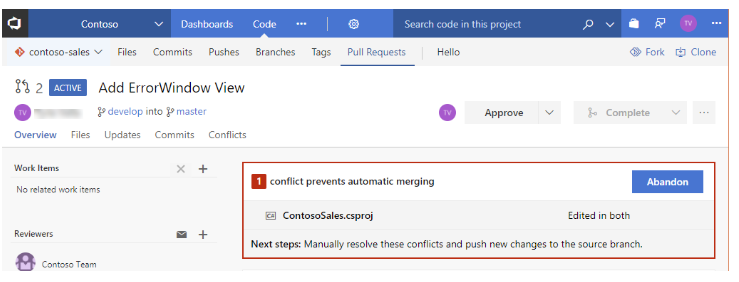 Azure Devops Pull Request Merge Conflicts
