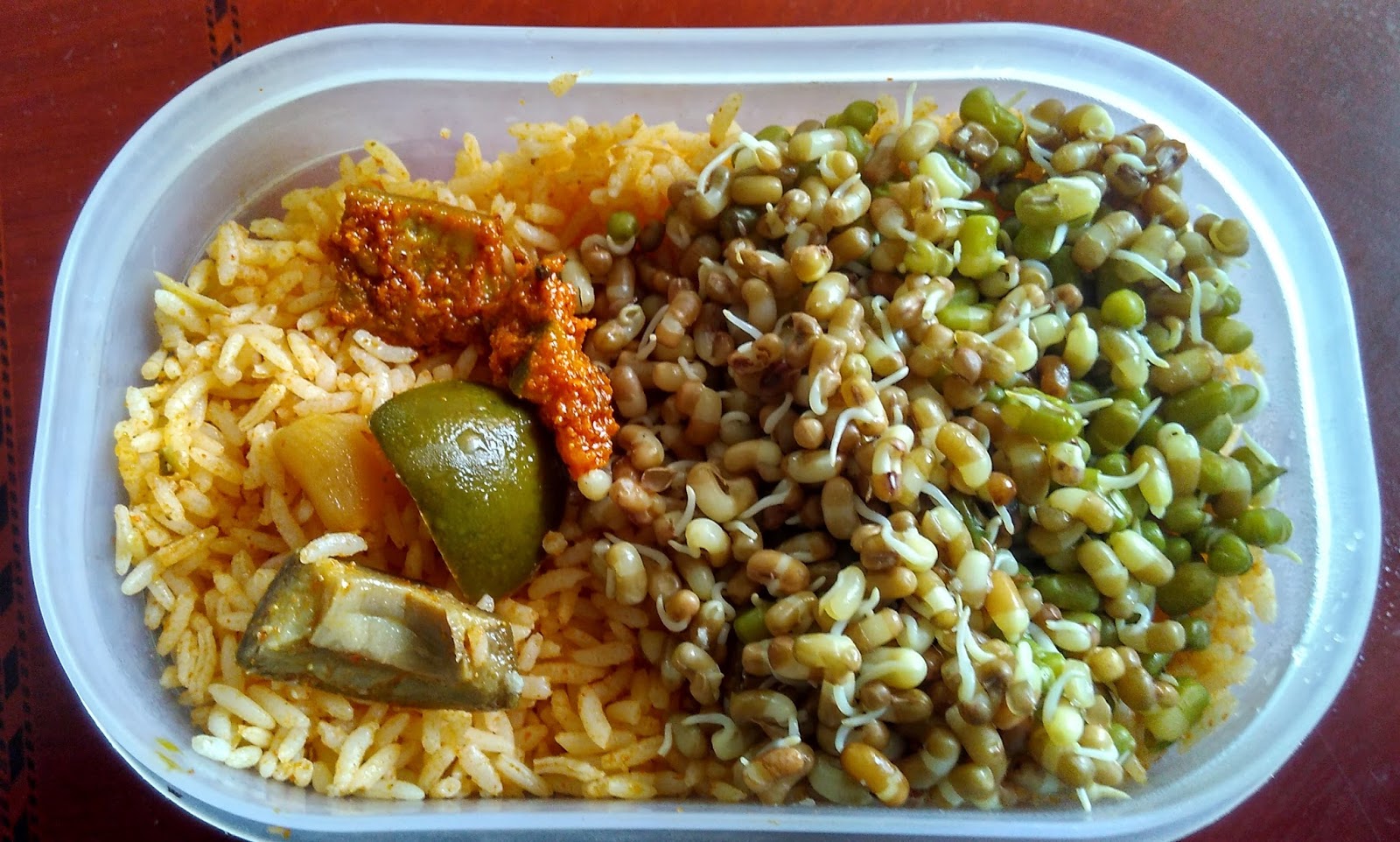Healthy, Tasty and Easy: Mango Pickle rice with Steamed sprouts, An ...