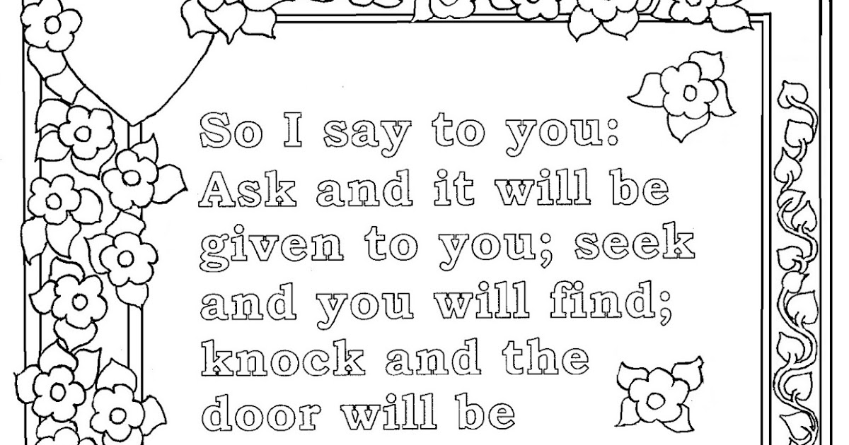 Coloring Pages for Kids by Mr. Adron: Luke 11:9-10 Print and Color Page ...