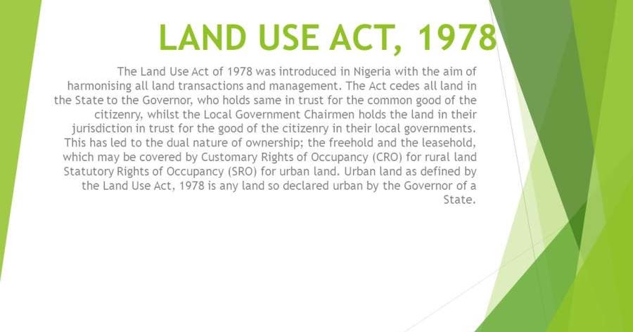 LAGOS PROPERTY LAWYER: SUMMARY OF THE LAND USE ACT ( DECREE) OF 1978
