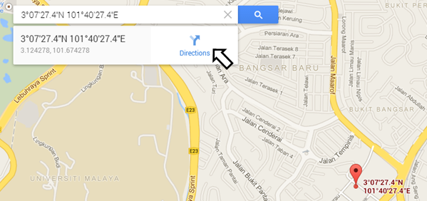 b. To get the directions to the café, click on Directions and a text ...