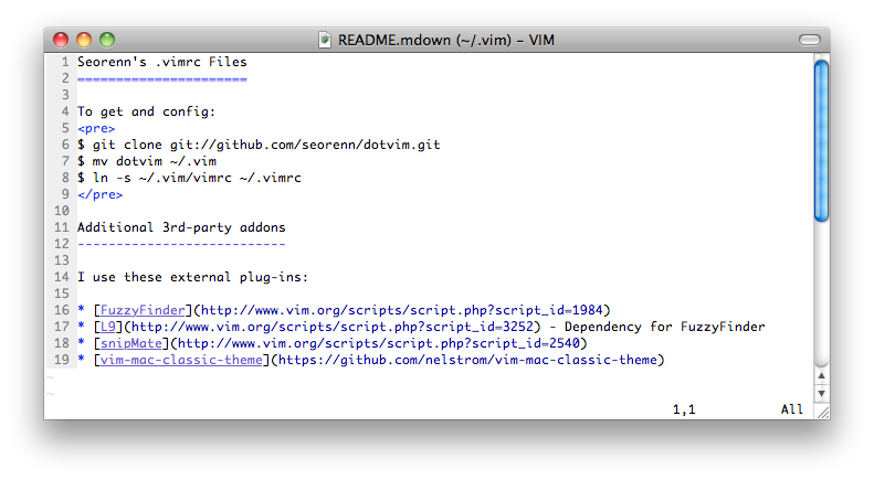 [Vim] Vim 에서 MarkDown 사용하기 - Seorenn SIGSEGV