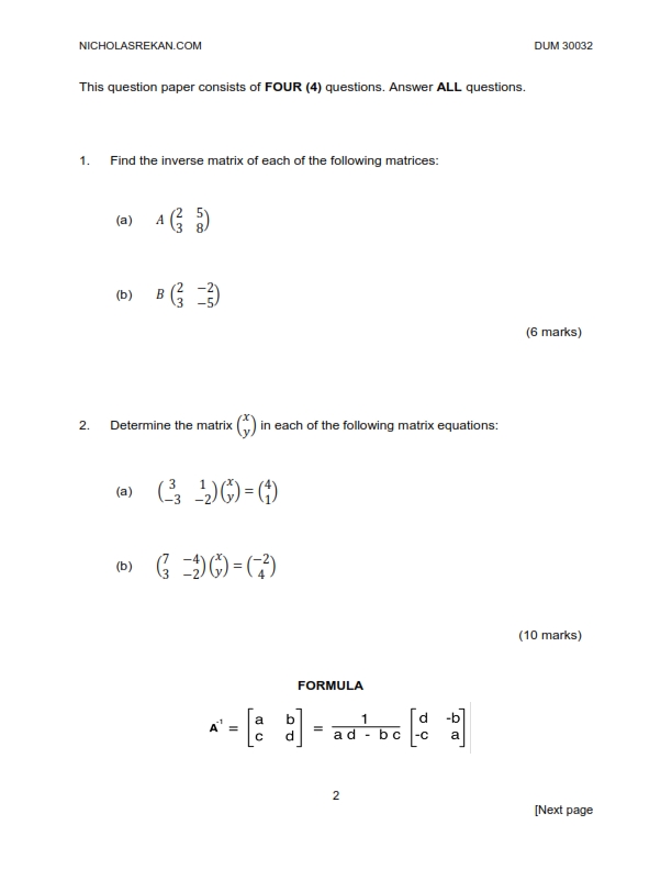 Engineering Mathematics 3 : Test Two Practice Question [1] ~ Ukai Nganu ...