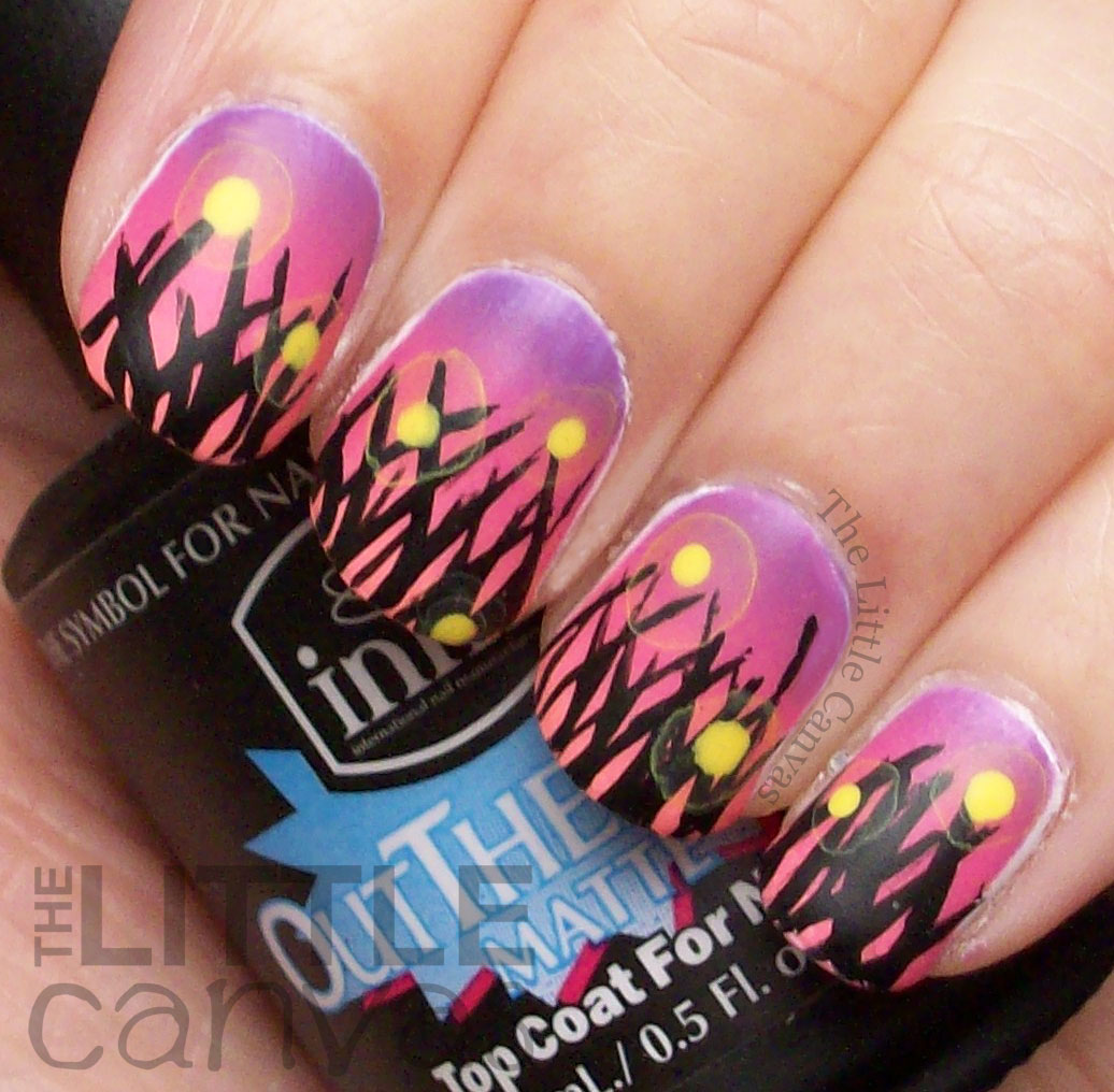Lightening Bug Nail Art Inspired by Chalkboard Nails - The Little Canvas