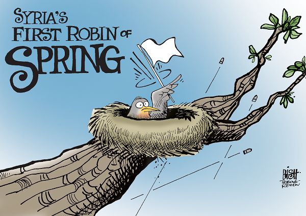 Art + Word: The Day in Cartoons: Syria's First Robin of Spring - Randy Bish