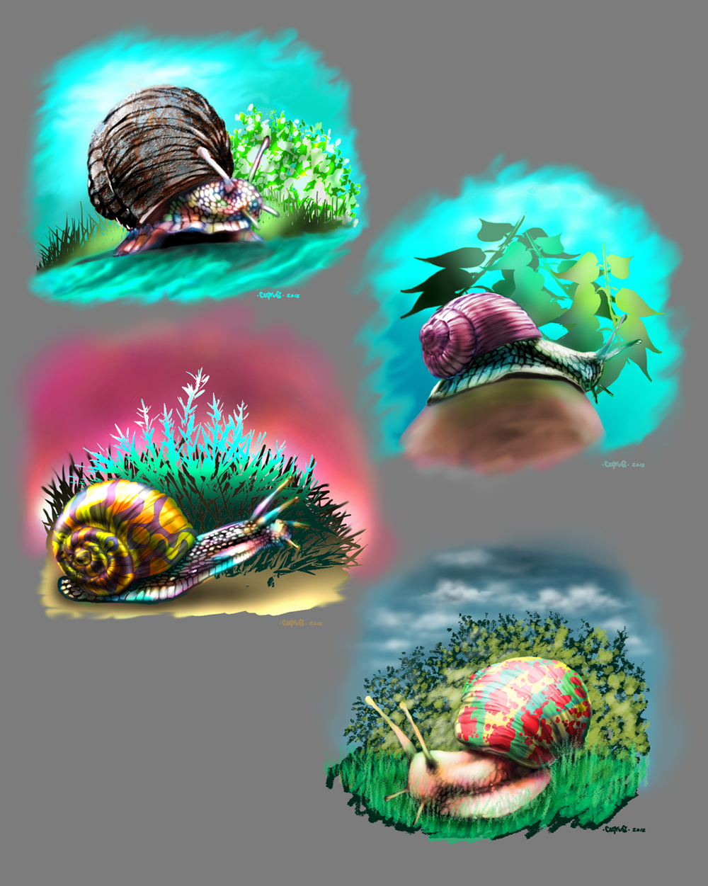 Dale Camus: psychedelic snail concept art