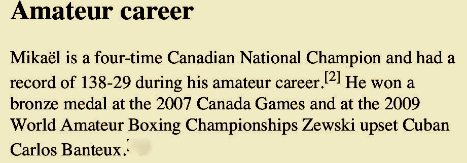 CANADIAN PROFESSIONAL BOXING : Mikael Zewski : Canadian Boxer