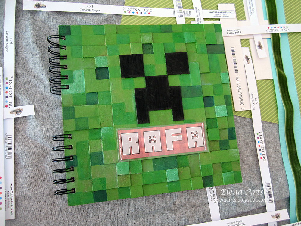 Elena Arts: Libro de firmas "Minecraft" para la Primera Comunión de Rafa.